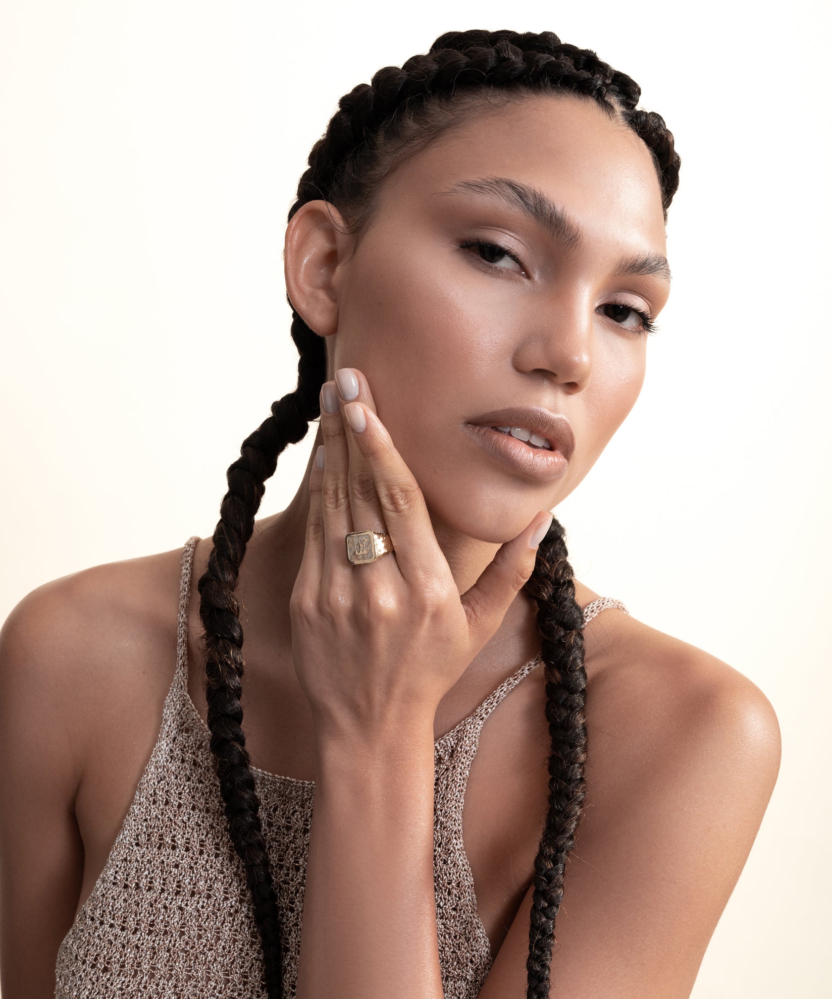 Sumerian Mosaic Pearl Love Ring Gold – Luna Merdin | 925 Sterling ...