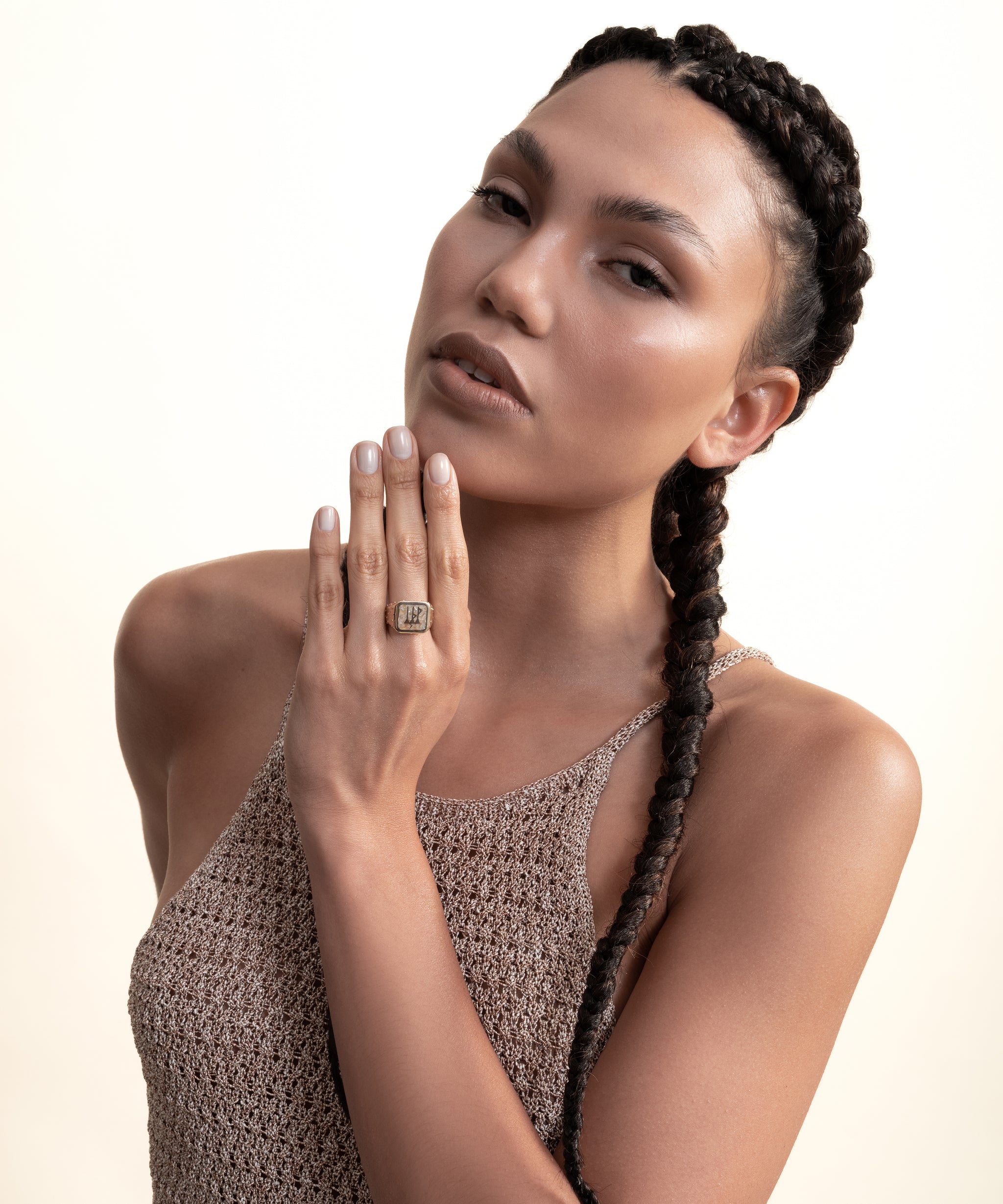 Sumerian Mosaic Pearl Love Ring Gold – Luna Merdin | 925 Sterling ...