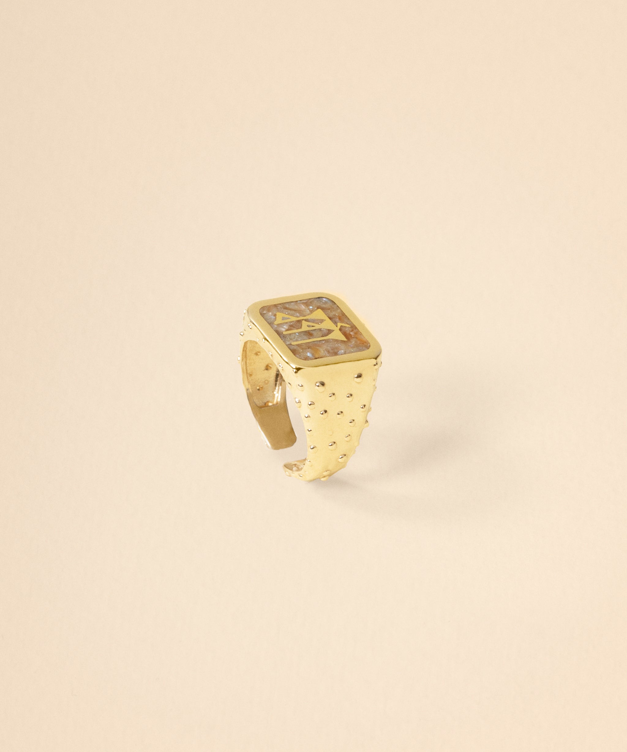 Sumerian Mosaic Pearl Love Ring Gold – Luna Merdin | 925 Sterling ...