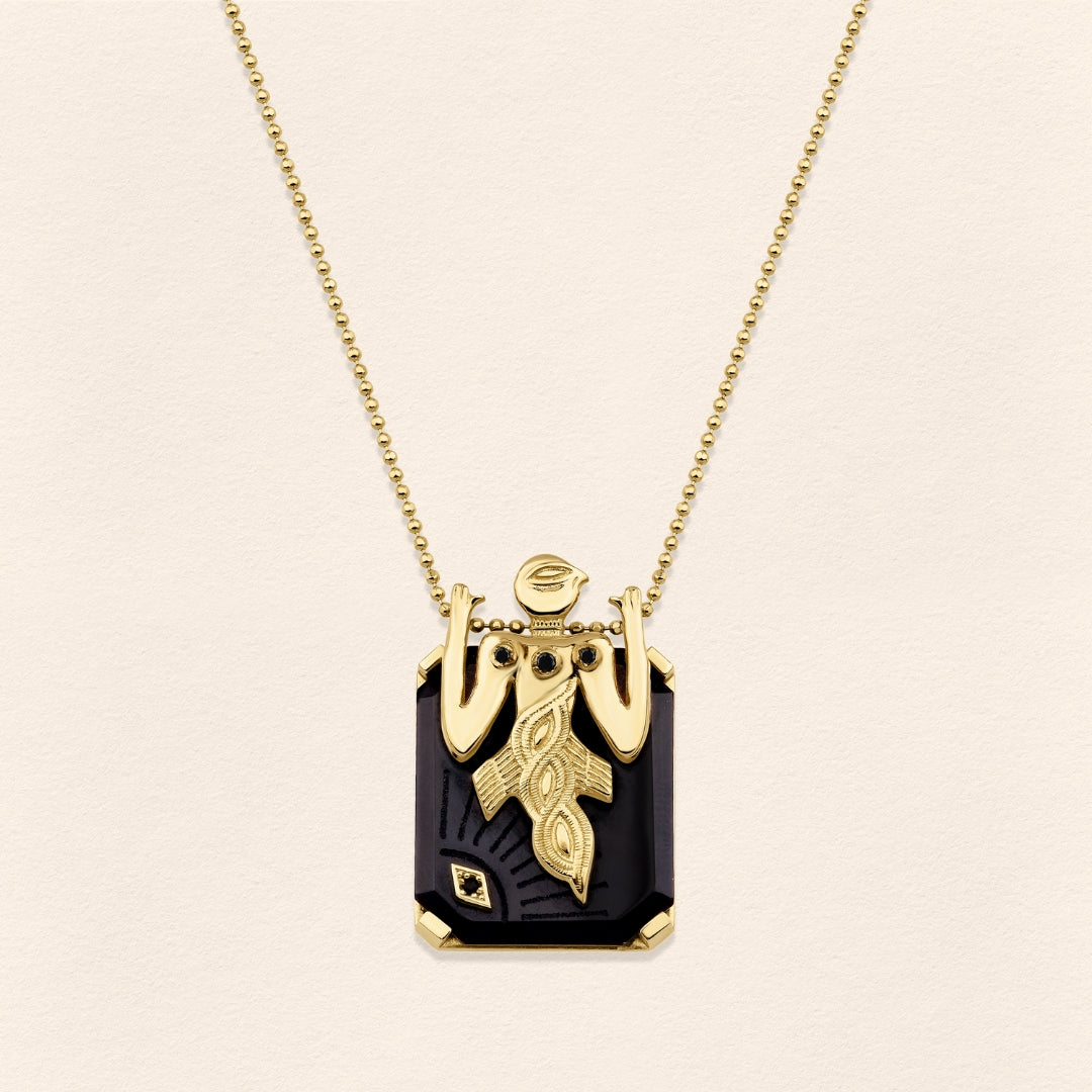 Birdman Onyx Gold Necklace - Men – Luna Merdin | 925 Sterling Silver ...